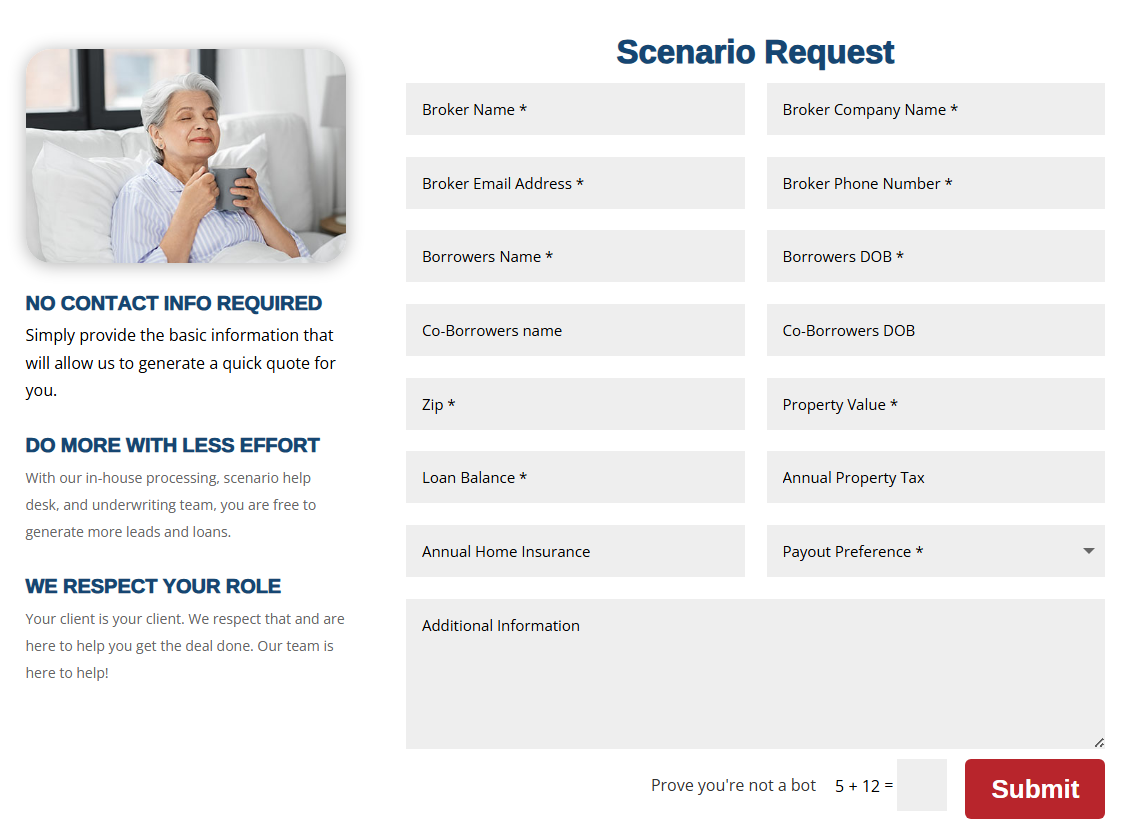 Online Reverse Mortgage Quote Request for Brokers - GCA Lending